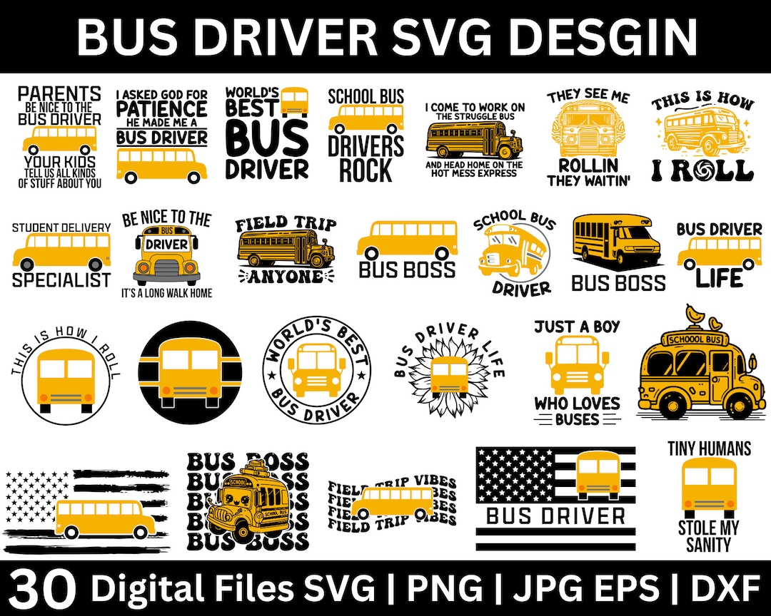 School Bus Driver Svg Bundle, Back to School Shirt Svg, Bus Driver Svg ...