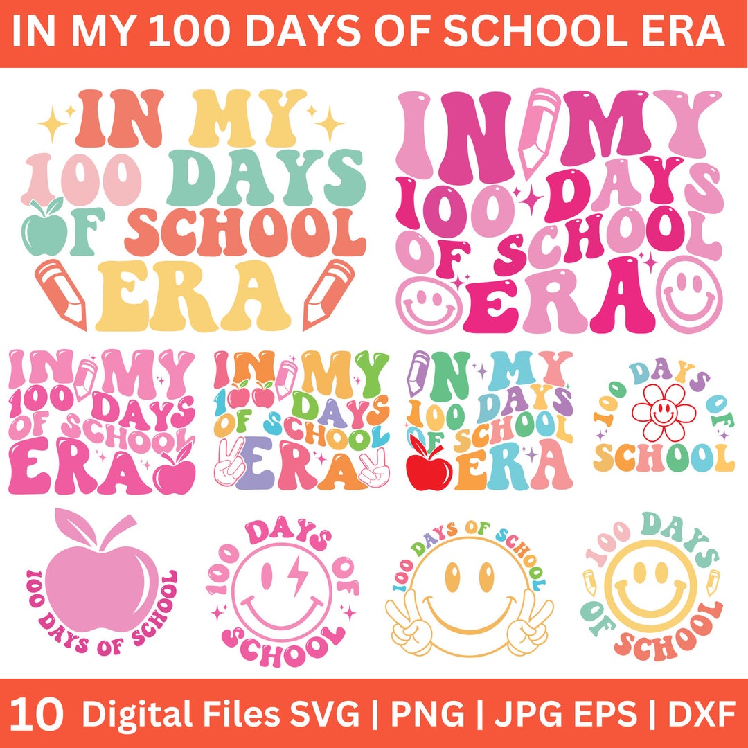 In My 100 Days of School Era Svg, 100 Days of School, Retro Groovy ...