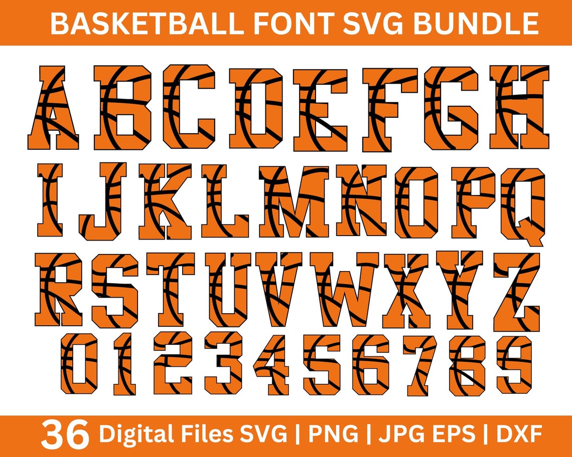 Basketball Font SVG Bundle, Basketball Numbers SVG, Basketball Alphabet ...