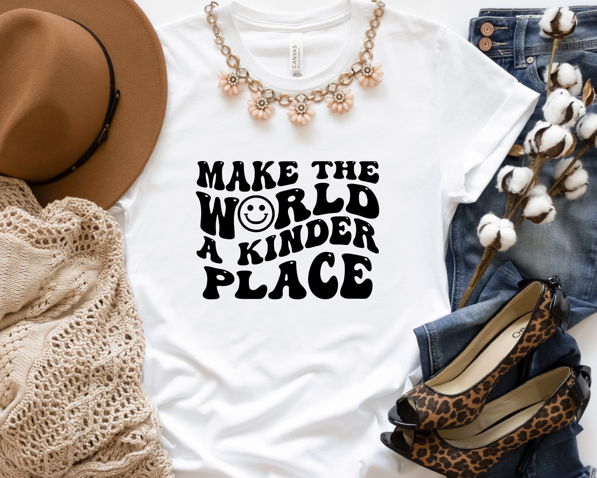 MAKE the World A Kinder Place SVG, Groovy Svg, Retro Svg, Aesthetic Svg ...