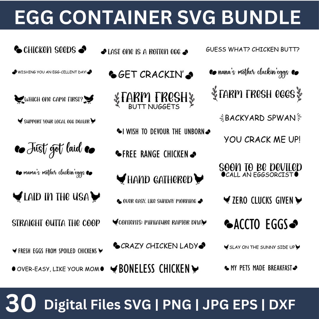 Egg Container SVG Bundle, Egg Container Sayings, Chicken Egg, Funny Egg ...