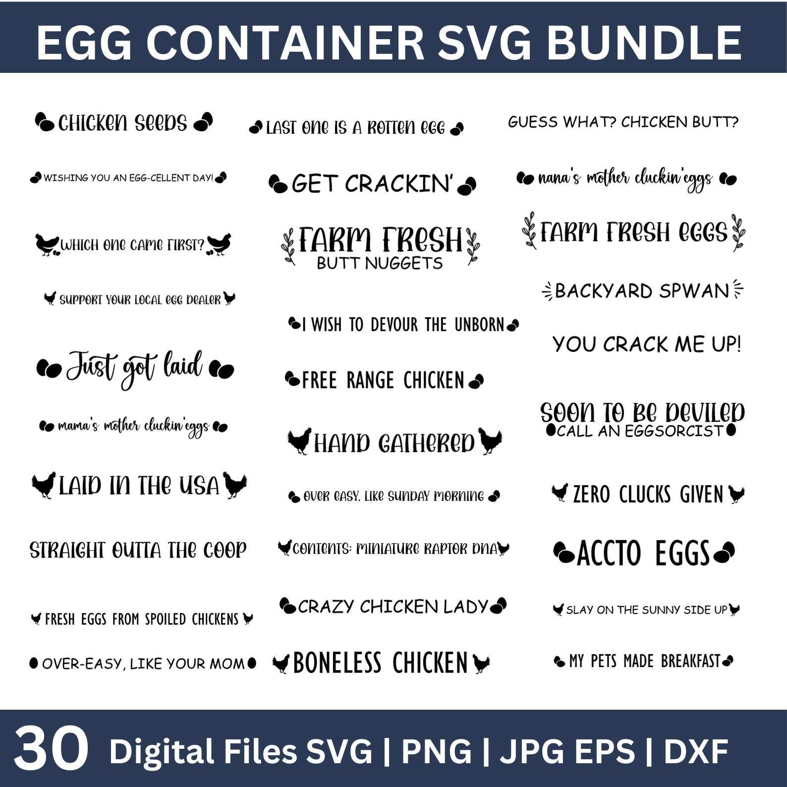 Egg Container SVG Bundle, Egg Container Sayings, Chicken Egg, Funny Egg ...
