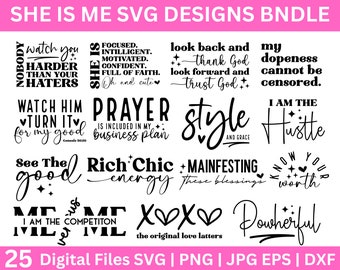 Woman Affirmation SVG Bundle, She is Me SVG Bundle, Postive Quotes Svg ...