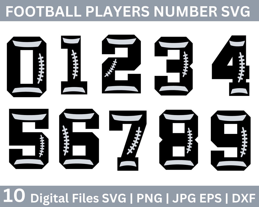 Football Player Numbers Svg Bundle, Football Number Font, Football Svg ...