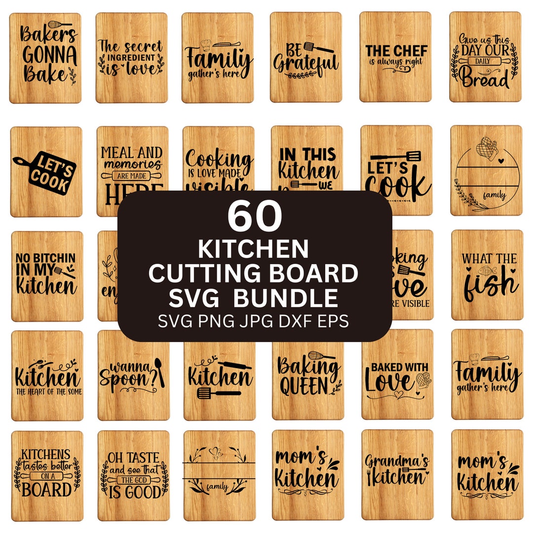 60 Cutting Board SVG Bundle, Funny Cutting Board Svg, Chopping Board ...