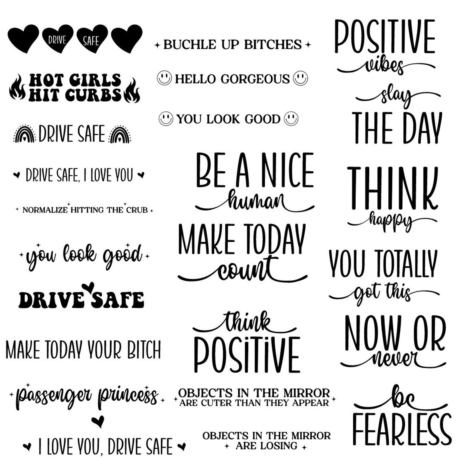 Car Mirror Saying Bundle, Car Mirror Decal Svg, Digital Decal Files ...