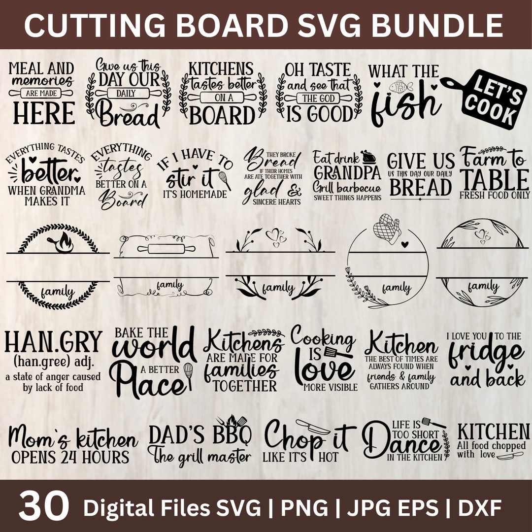 30 Cutting Board SVG Bundle, Funny Cutting Board Svg, Chopping Board ...