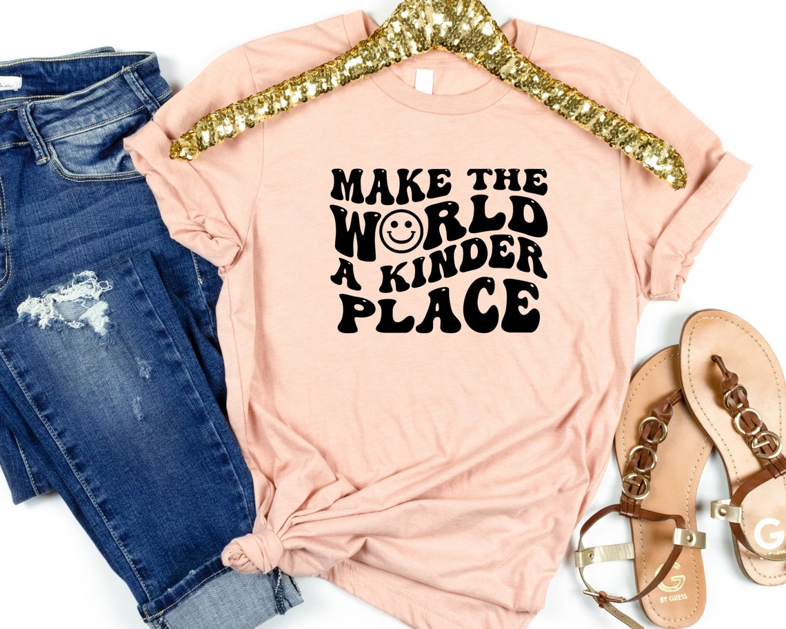 MAKE the World A Kinder Place SVG, Groovy Svg, Retro Svg, Aesthetic Svg ...