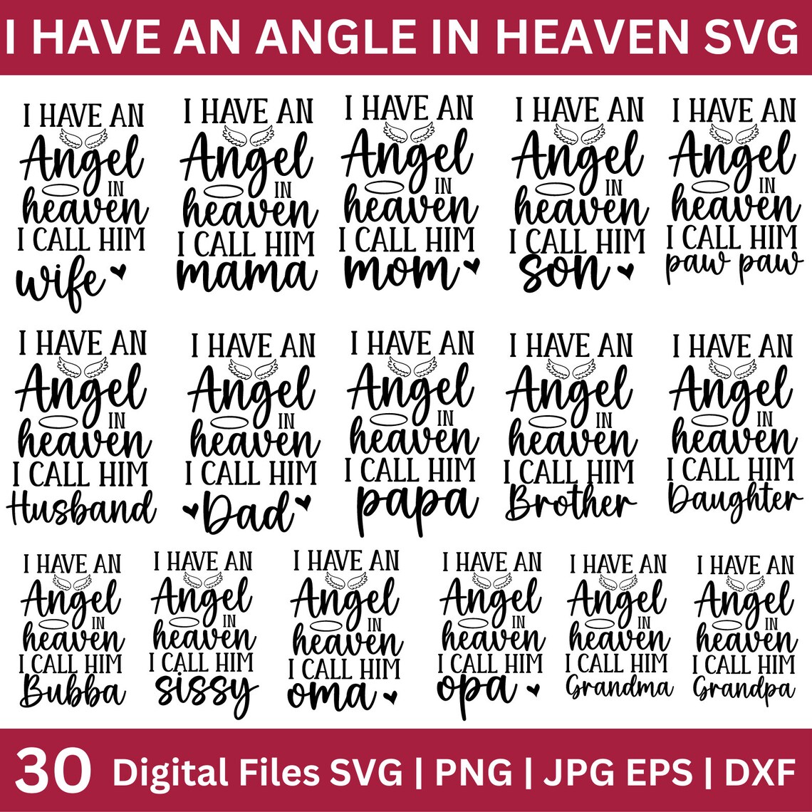 Engel SVG Bundle, Erinnerungs SVG Bundle, Engel im Himmel svg ...