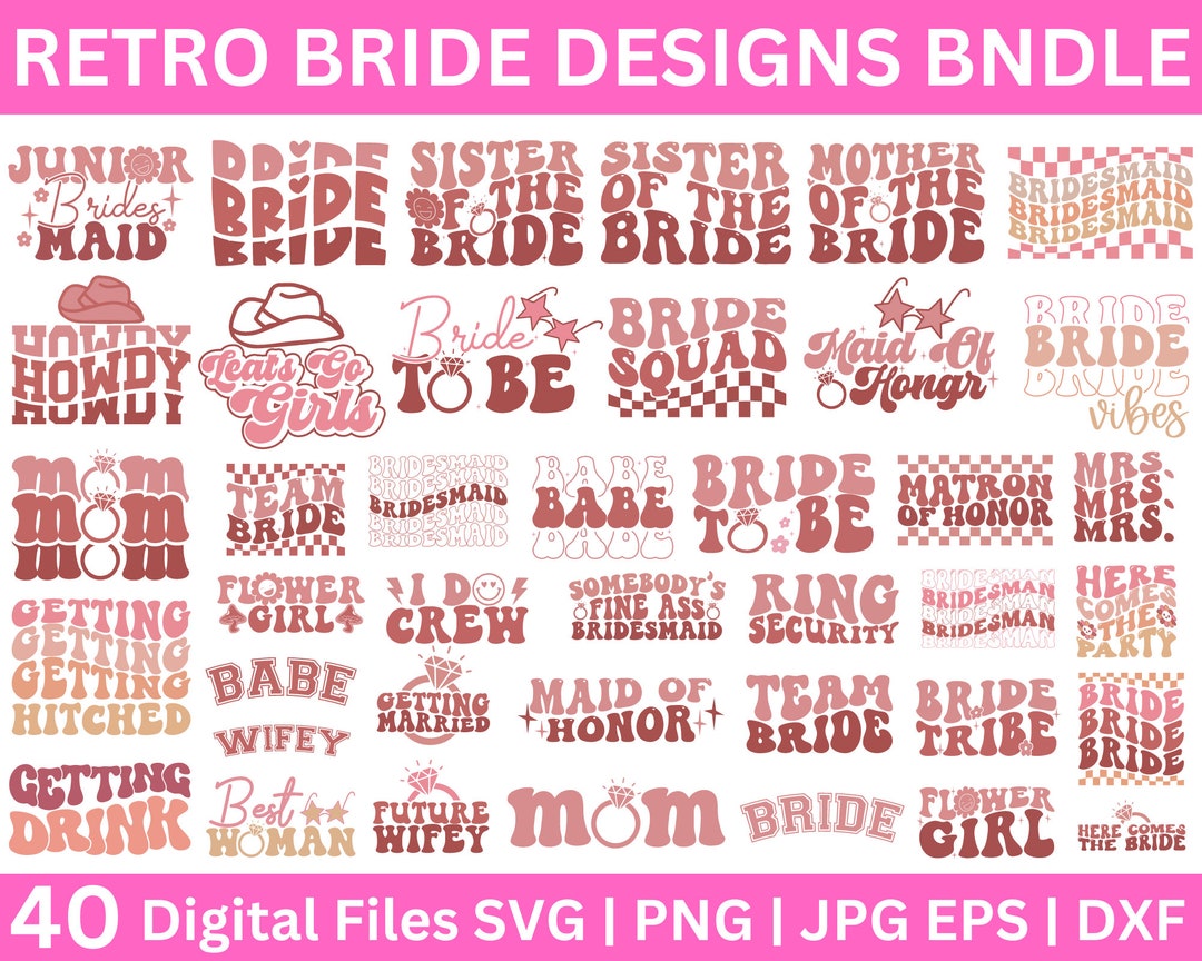 Groovy Bride Svg, Retro Bridal Party Svg, Wedding Svg, Bridesmaid Svg ...