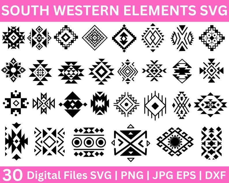 Southwestern Elements Svg Bundle, Aztec Design Bundle, Native American ...