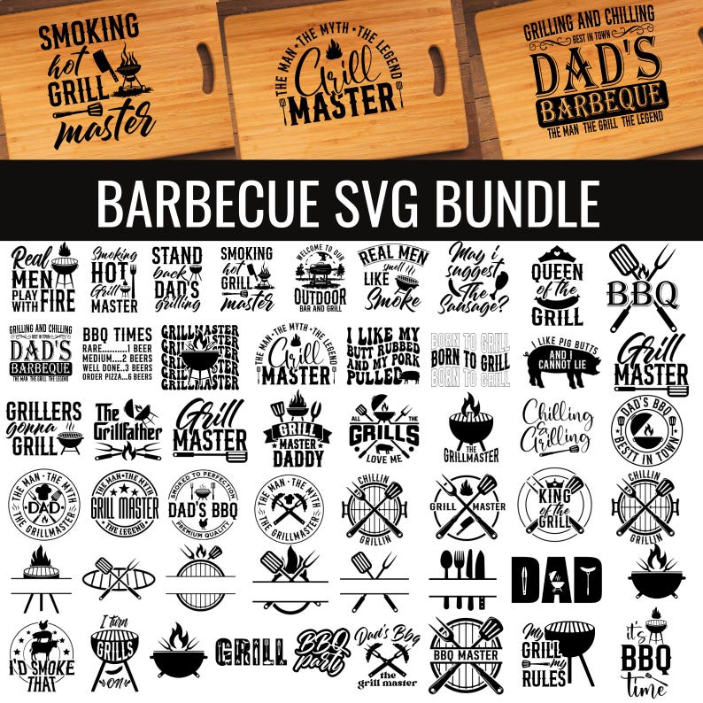 Barbecue Svg Bundle, BBQ Svg, Dad's Bar and Grill Svg, Bbq Master ...