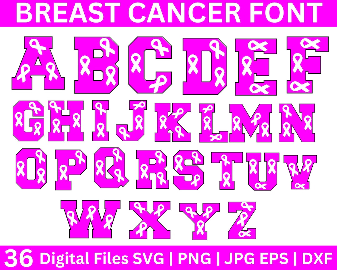 Pink Breast Cancer Awareness Alphabet and Numbers Svg, Breast Cancer ...