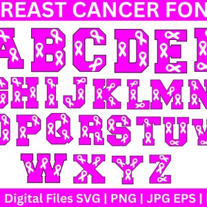 Pink Breast Cancer Awareness Alphabet and Numbers Svg, Breast Cancer ...