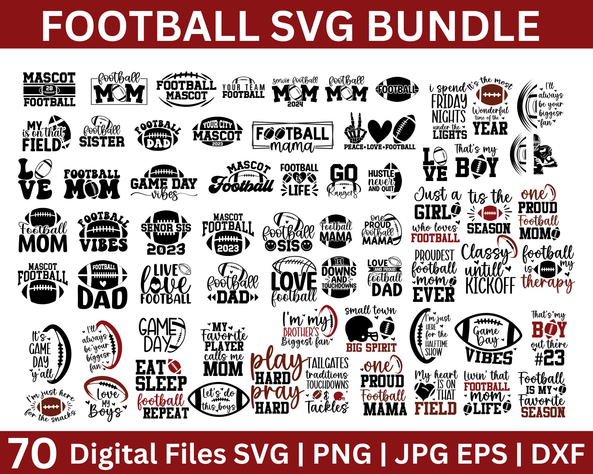 MEGA Football SVG Bundle, Football Mom Svg, Football Shirt SVG ...