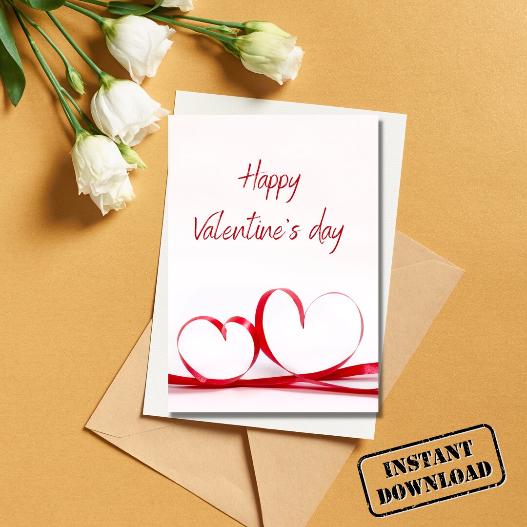 VALENTINE'S DAY Card Printable. Digital VALENTINE'S DAY Card, Instant ...