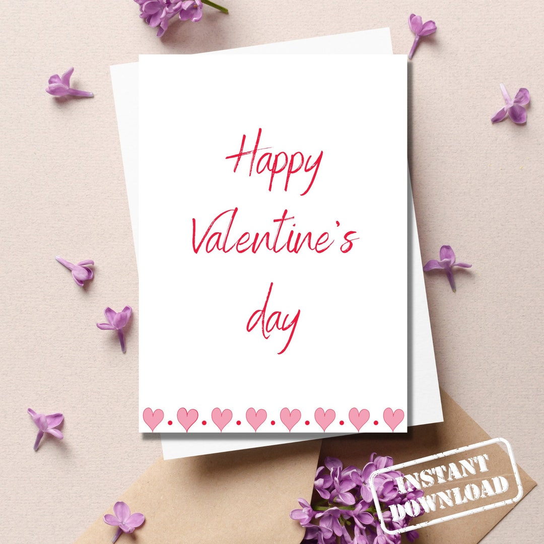 VALENTINE'S DAY Card Printable. Digital VALENTINE'S DAY Card, Instant ...