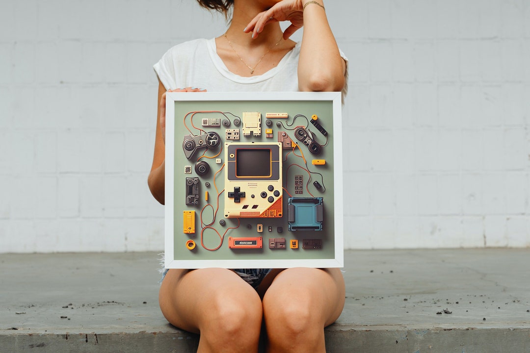 Lost Technology Exploded View Wall Art No. 8 the Gamer - Contemporary Vintage Charm - Digital ...