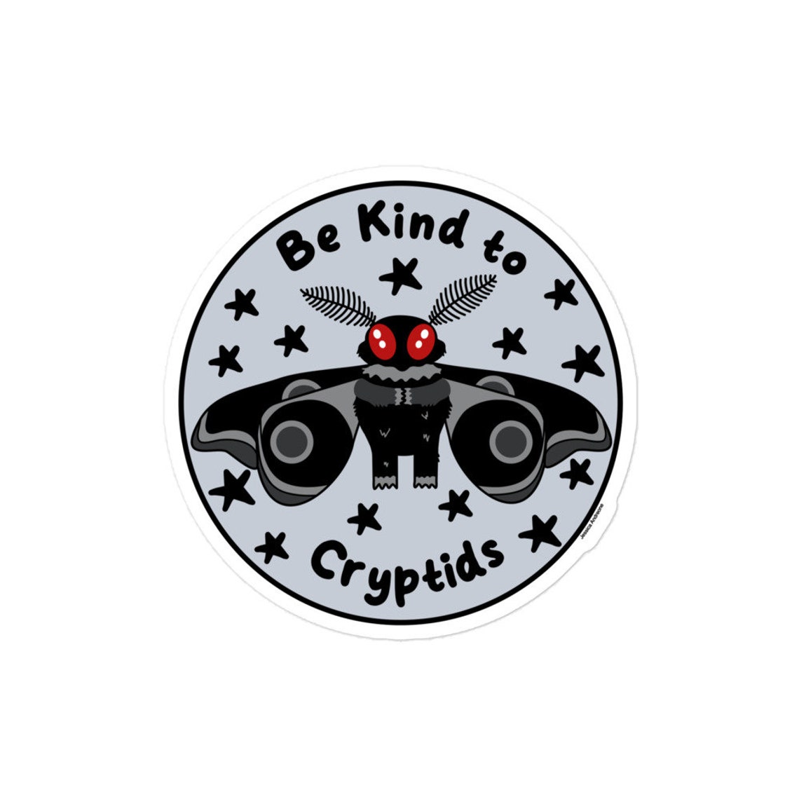 Be Kind to Cryptids Mothman Kiss Cut Sticker - Etsy