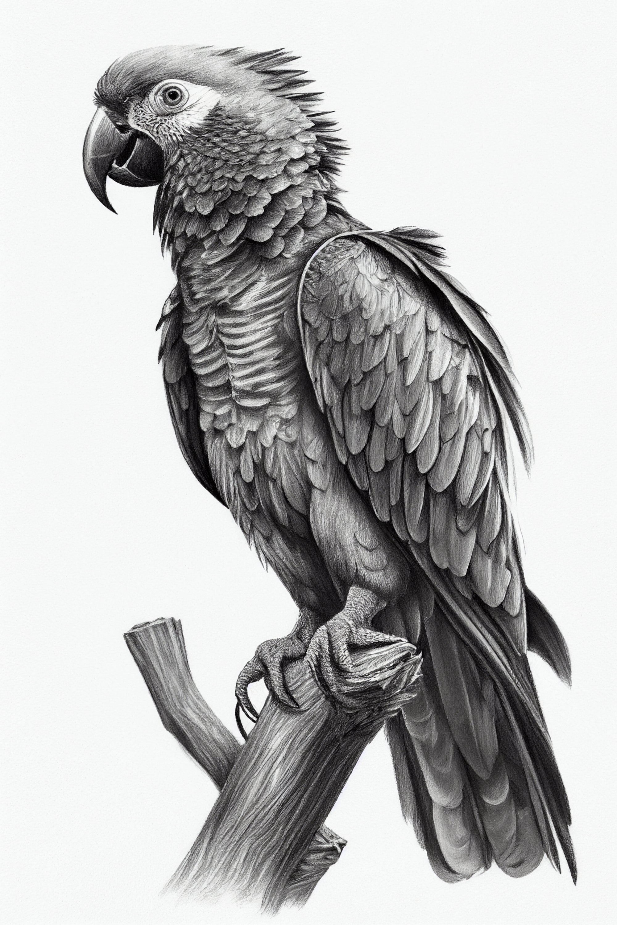 Parrot Pencil Drawing A | Bird Art | Pencil Art | Vintage | Nature Art ...