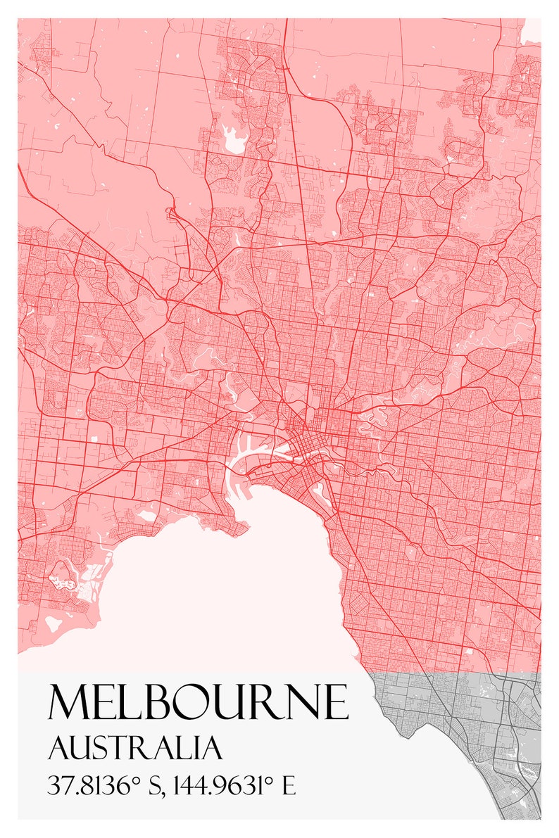 Melbourne Map Style A | Australia Map | City Map | Country Map | Map ...