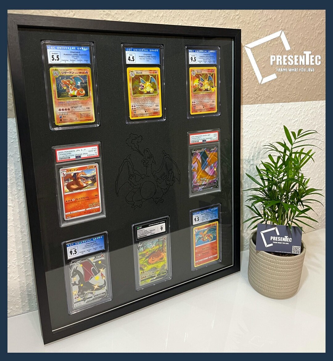 Frame With Pokemon Motif PSA, CGC, BGS Pokemon Sports Cards Wooden Case ...
