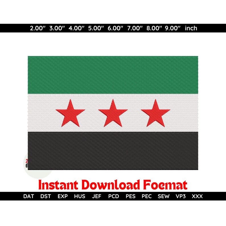 Syria Flag Embroidery Design: Map Stitch Pattern (digital Download) - Etsy