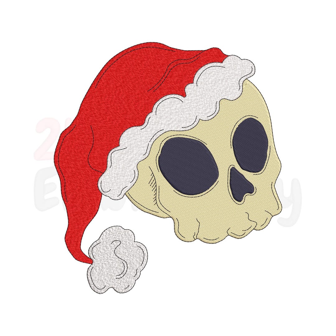 Santa Skull Machine Embroidery Design, Skull Head Santa Hat Patterns in ...