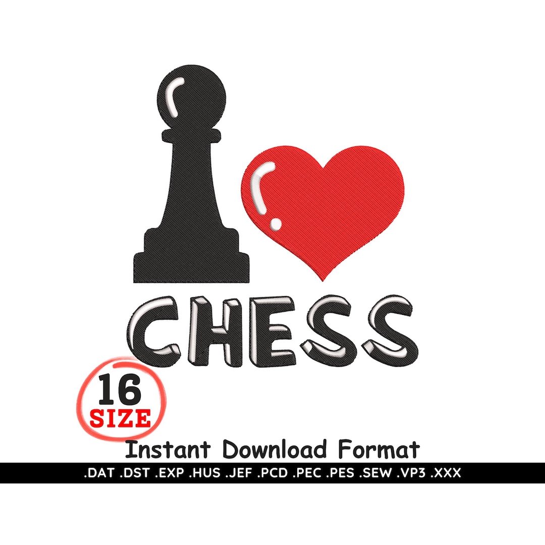 Love Chess Piece Embroidery Design PES File – Strategic Chess Motif ...