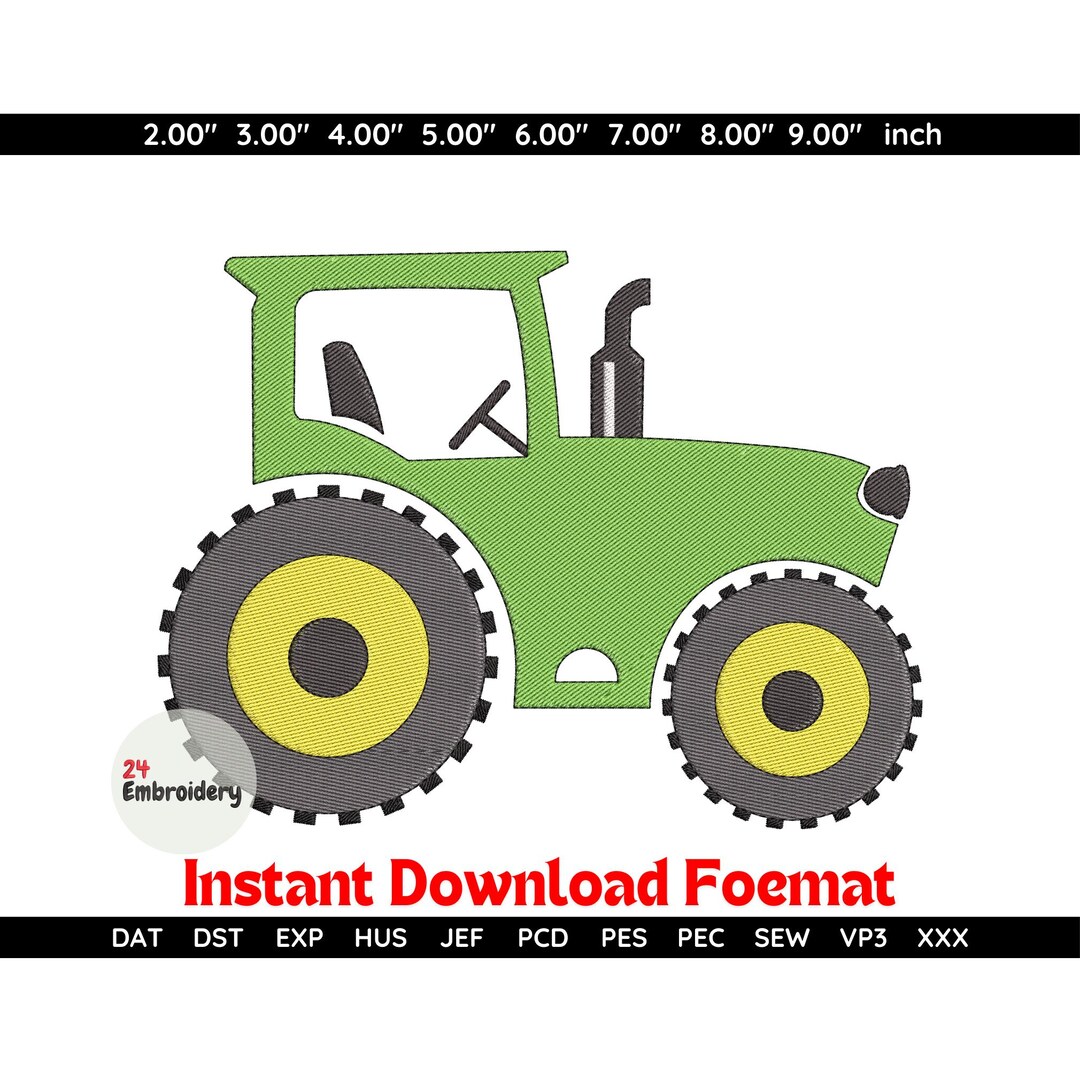 Tractor Embroidery Design, Farm Machine Pattern, Mini Tractor PES File ...