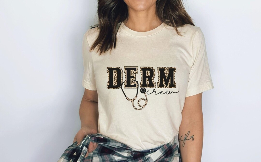 Leopard Print Dermatology Squad Tshirt, Derm T-shirt Block Letters Derm ...