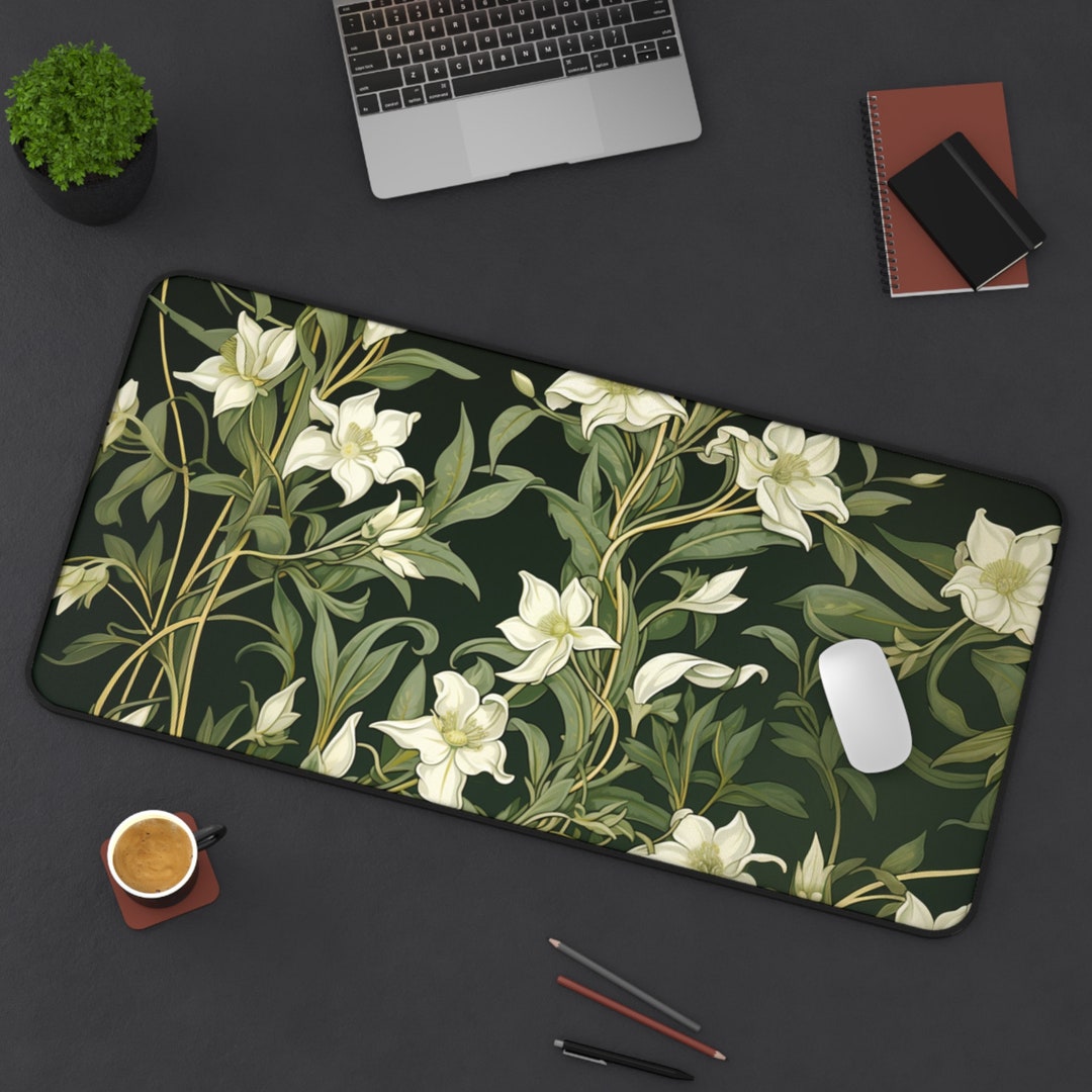 Floral Desk Mat, Beautiful Art Nouveau Floral Desk Mat, Mushroom ...