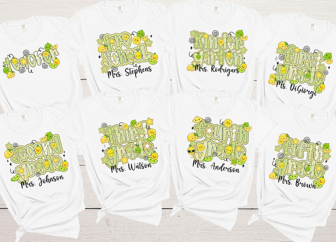 Personalized Grade Level Cute Lemon Shirts, Elementary Teacher,teacher ...