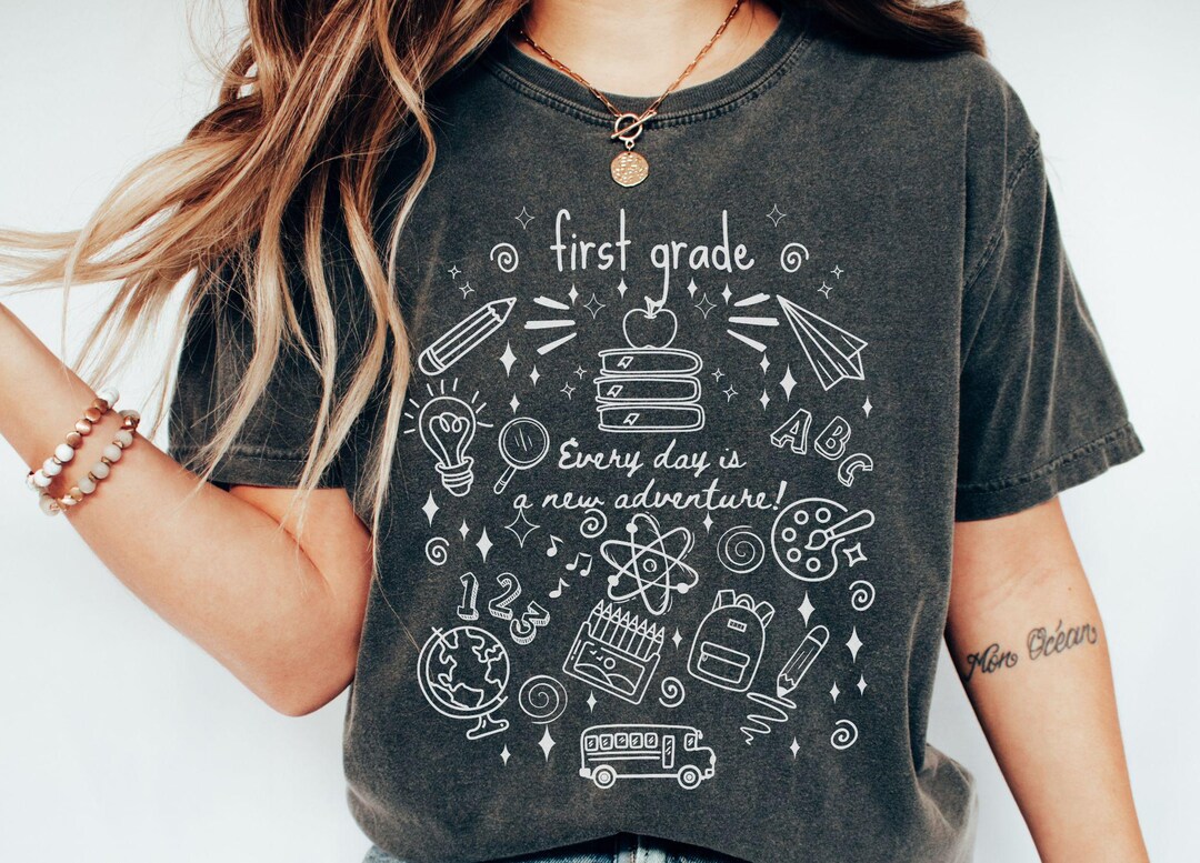 First Grade Teacher Doodle Illustrations T-shirt, Future Student ...
