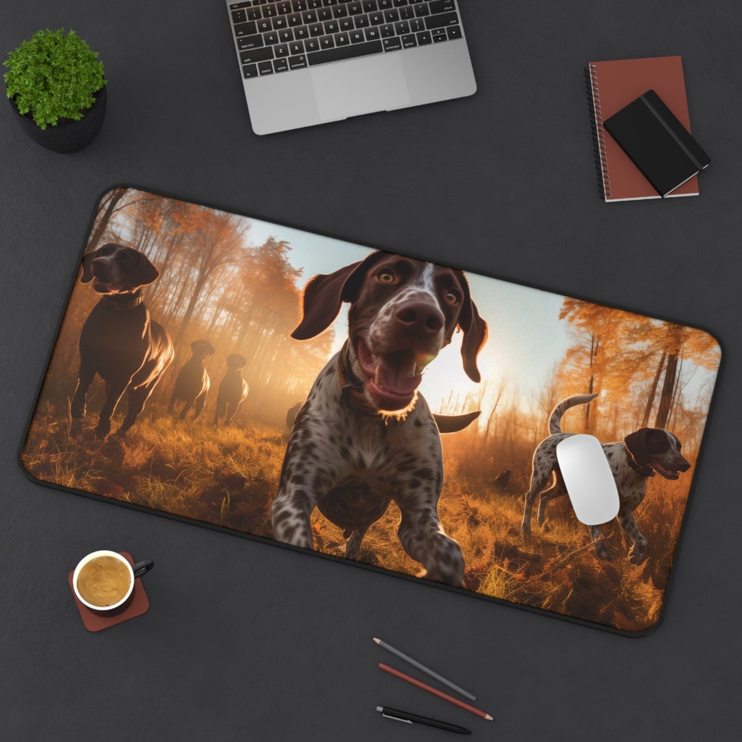 German Shorthair Pointer Desk Mat, Frolicking GSP Desk Mat, Rectangular ...