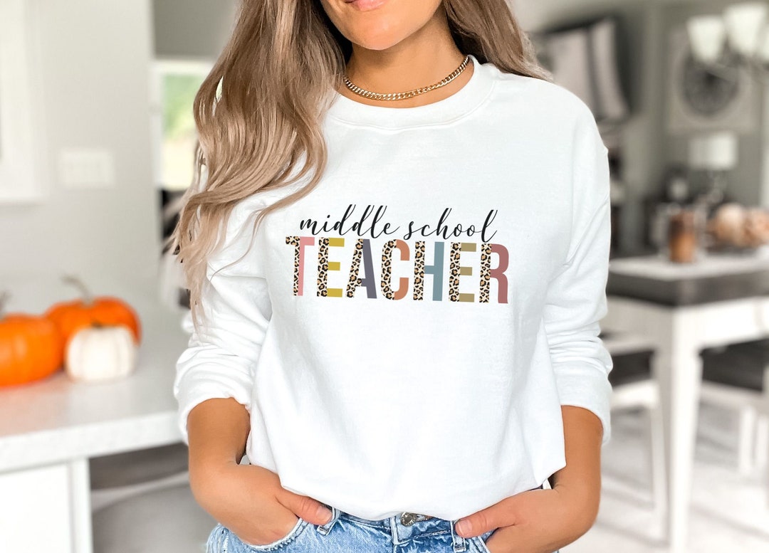 Middle School Teacher Sweatshirt, Cheetah Print Sweatshirt, Friday ...