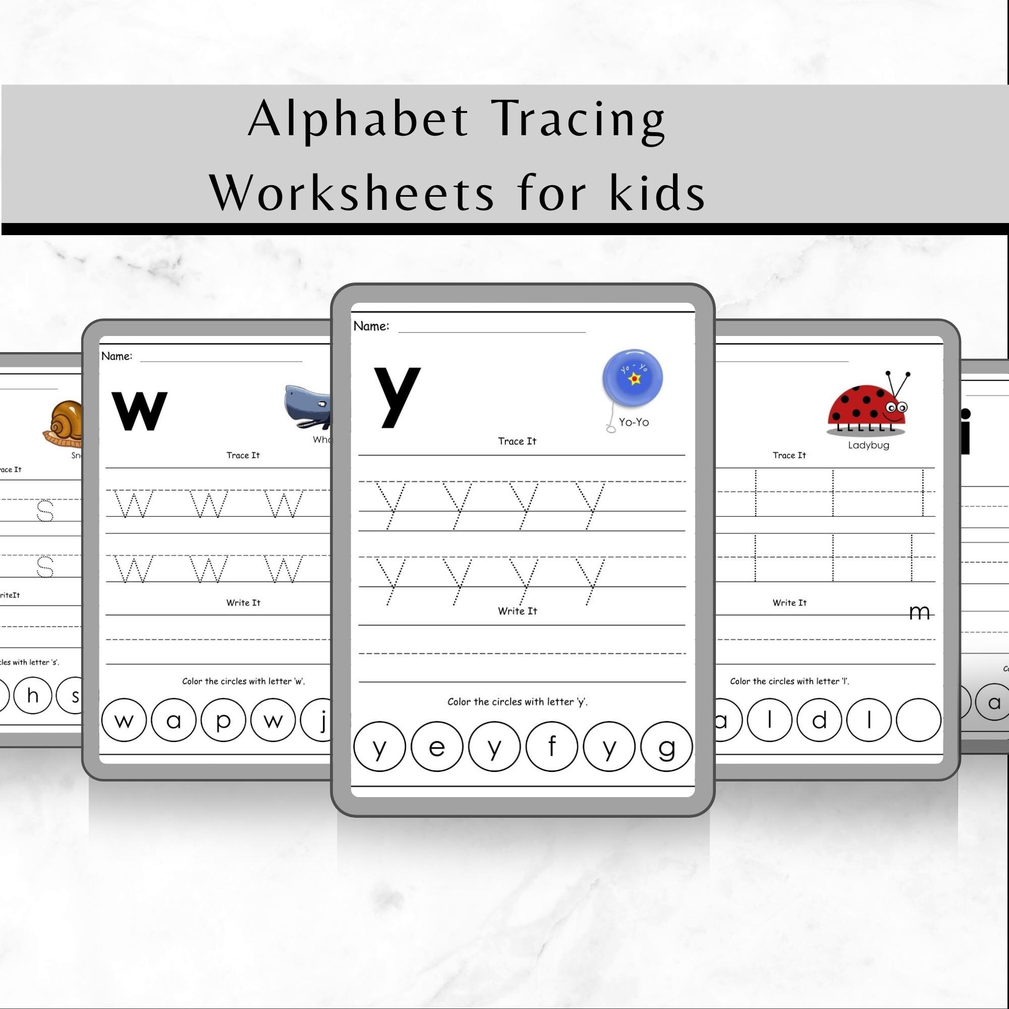 Alphabet Tracing Worksheets for Kids – A to Z Printable PDF – Preschool ...