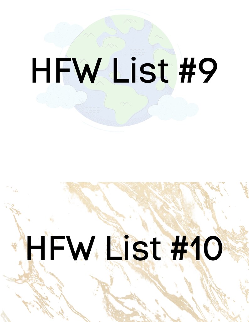 High Frequency Word Lists #1-10, Flashcards, Reading Lists, Word Lists ...