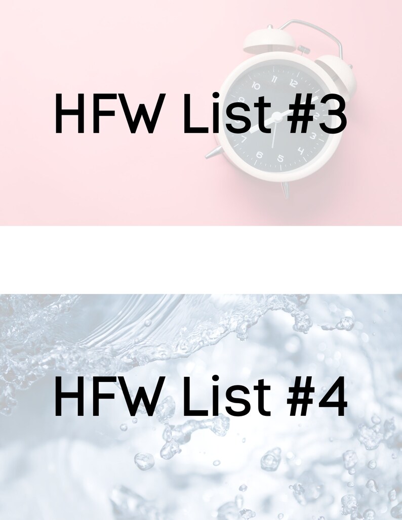 High Frequency Word Lists #1-10, Flashcards, Reading Lists, Word Lists ...