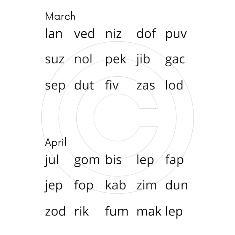 Nonsense Word Fluency Monthly Practice, Early Reading Skills, Decoding ...