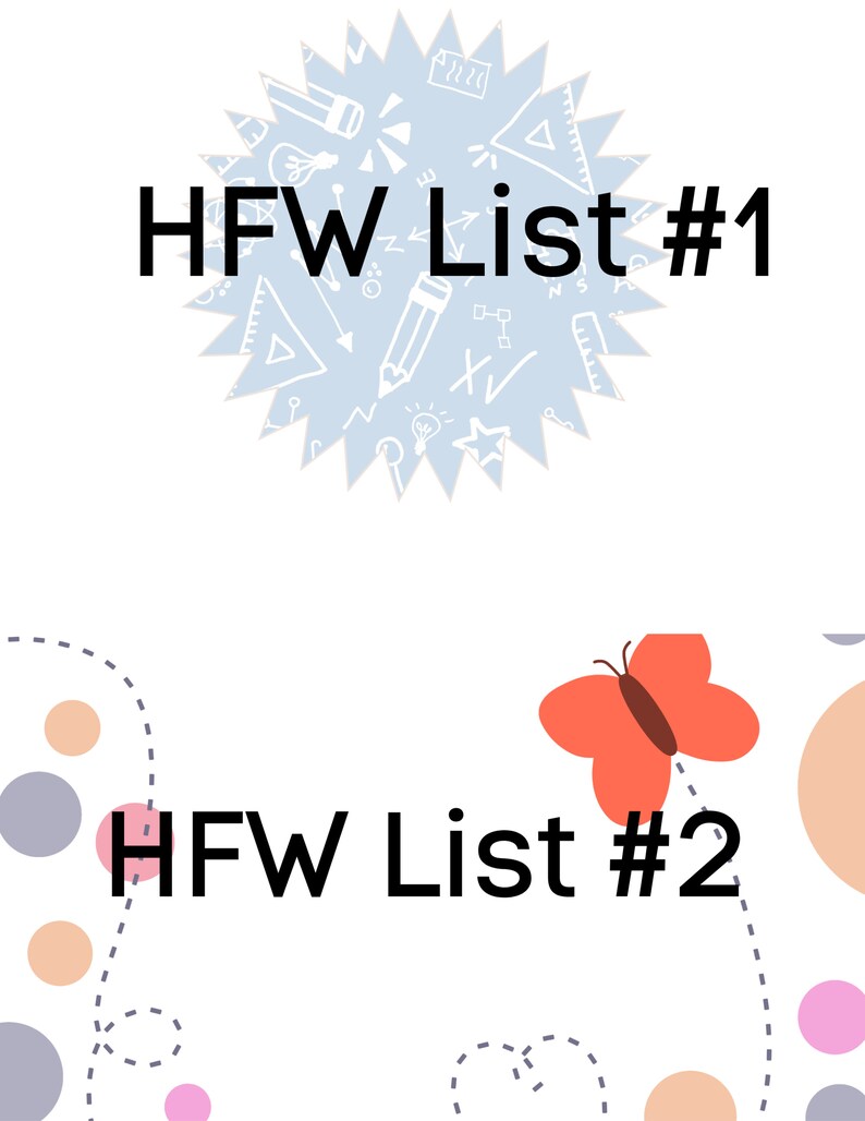 High Frequency Word Lists #1-10, Flashcards, Reading Lists, Word Lists ...