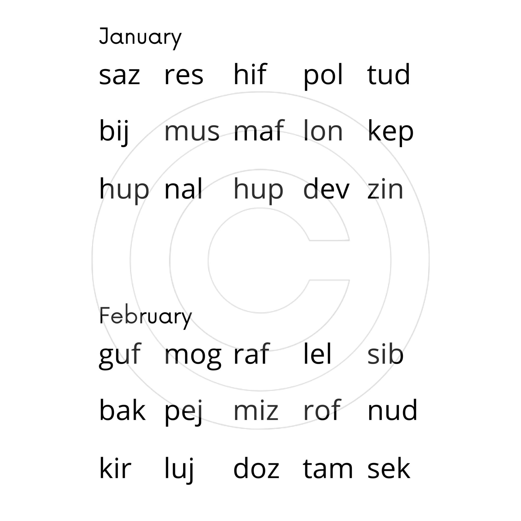 Nonsense Word Fluency Monthly Practice, Early Reading Skills, Decoding ...