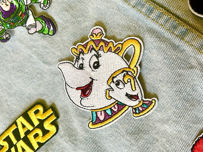 Beauty and the Beast Iron on Patch: Princess Belle, Enchanted Rose, Mrs ...