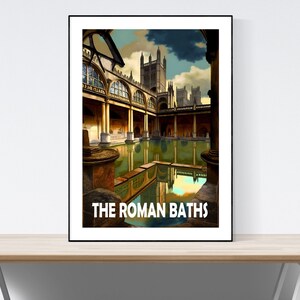 The Roman Baths Travel Poster, Bath, England Art Print, Classic English ...