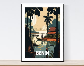 Benin Map Pink and Gold Wall Art Print - Etsy