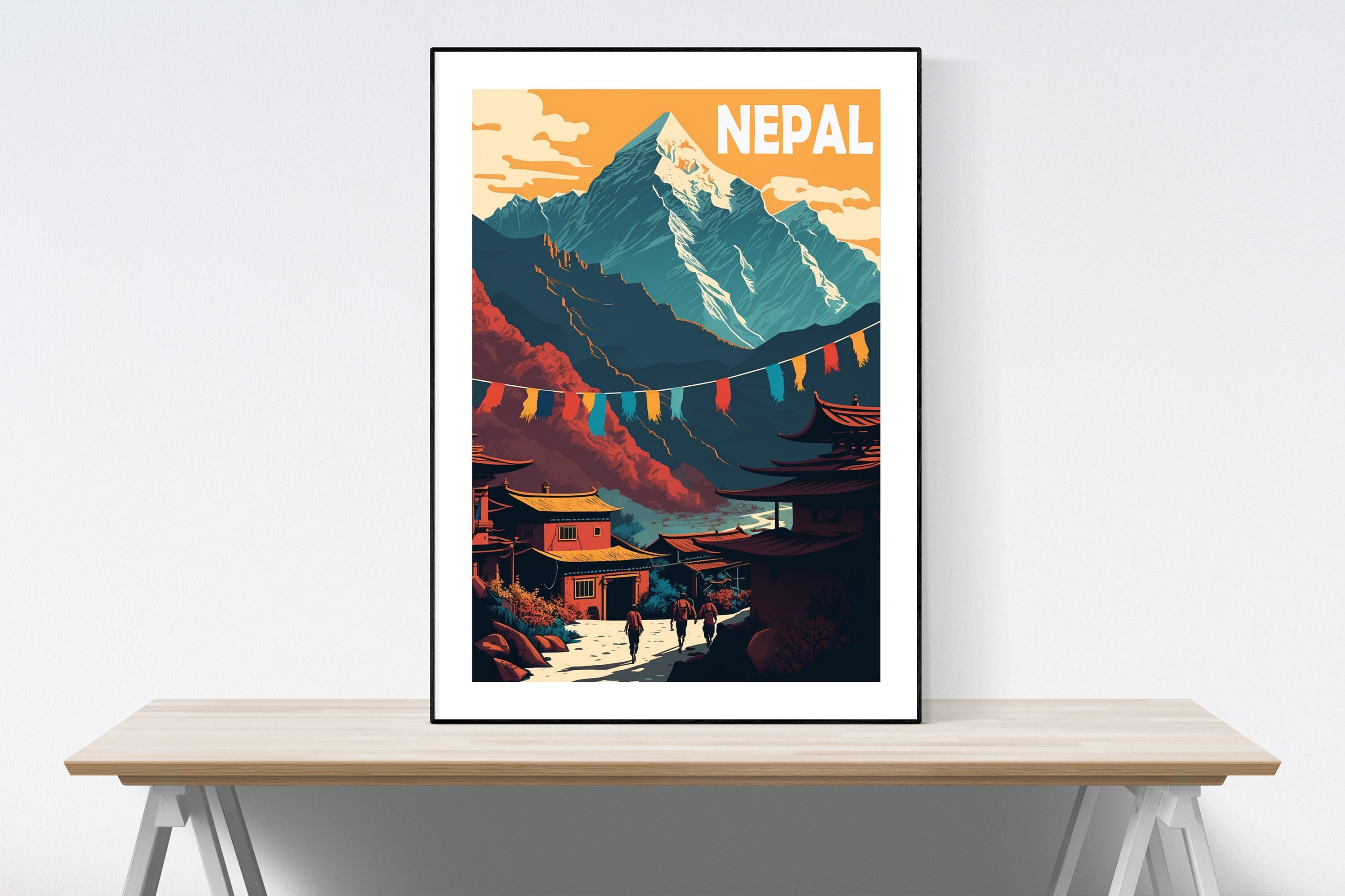 Himalaya, Nepal, Travel Poster, Nepal Travel Print, South Asia Art ...