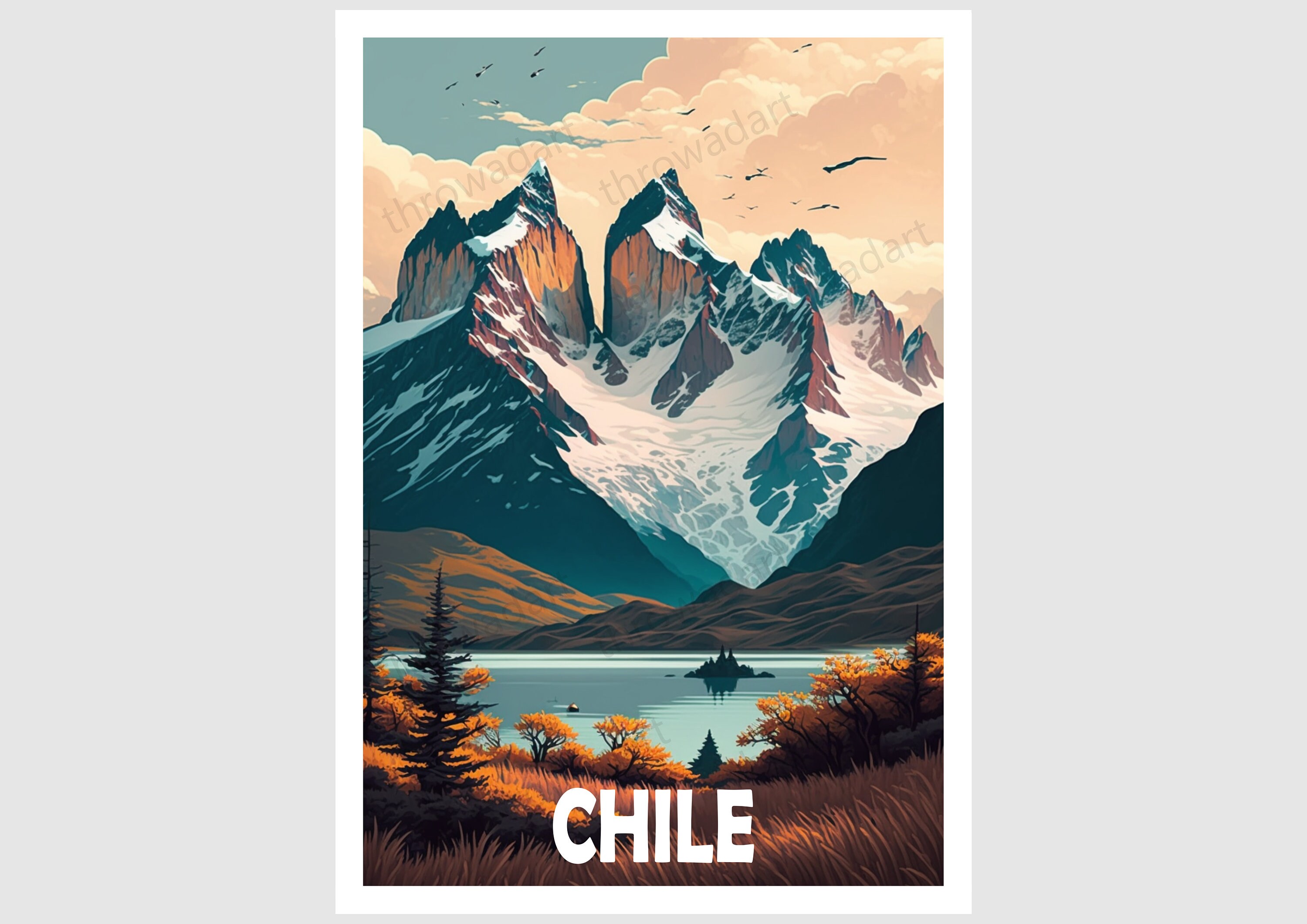 Chile Travel Poster, Chile Illustration, South America, Chile Print ...