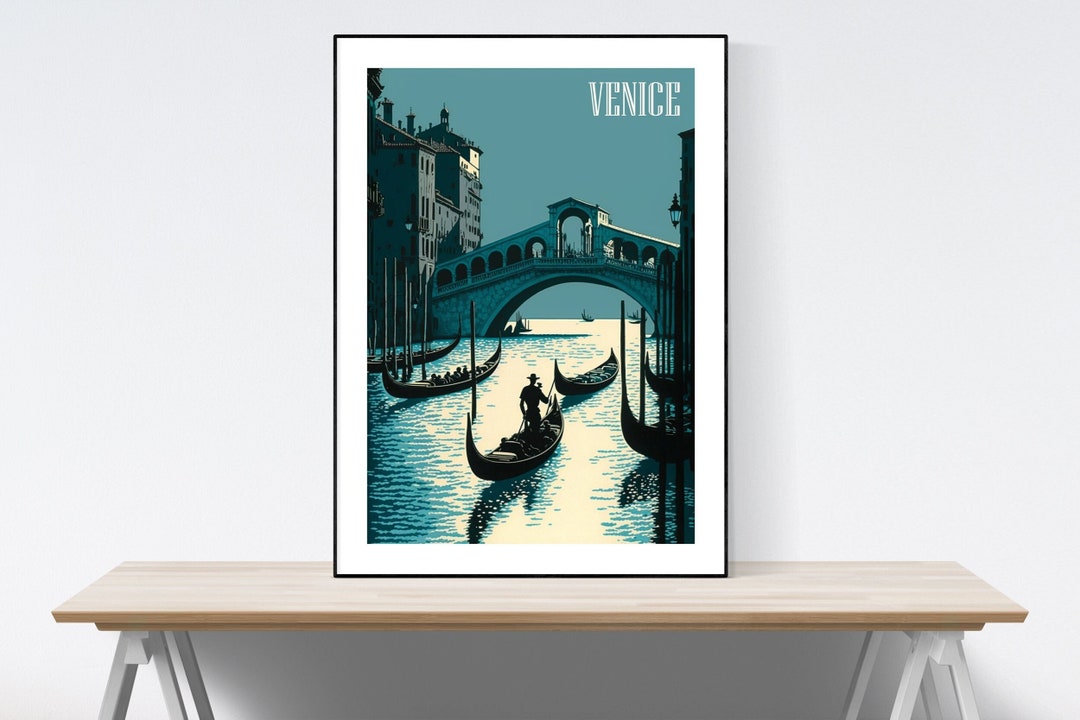 Venice Travel Poster, Venice Art Print, Venice Canals Art Poster, A3/A4 ...
