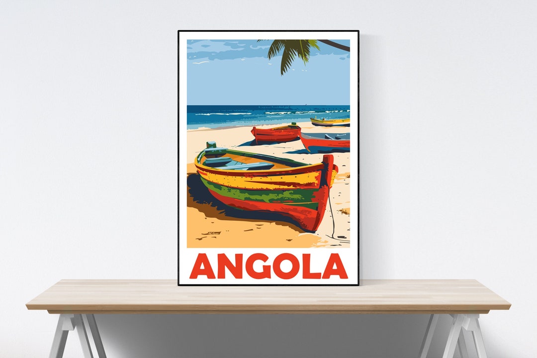 Angola Travel Poster, Colourful Fishing Boat Travel Print, Large Sizes ...