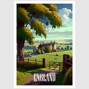 England Travel Poster, England Art Print, Classic English Countryside ...